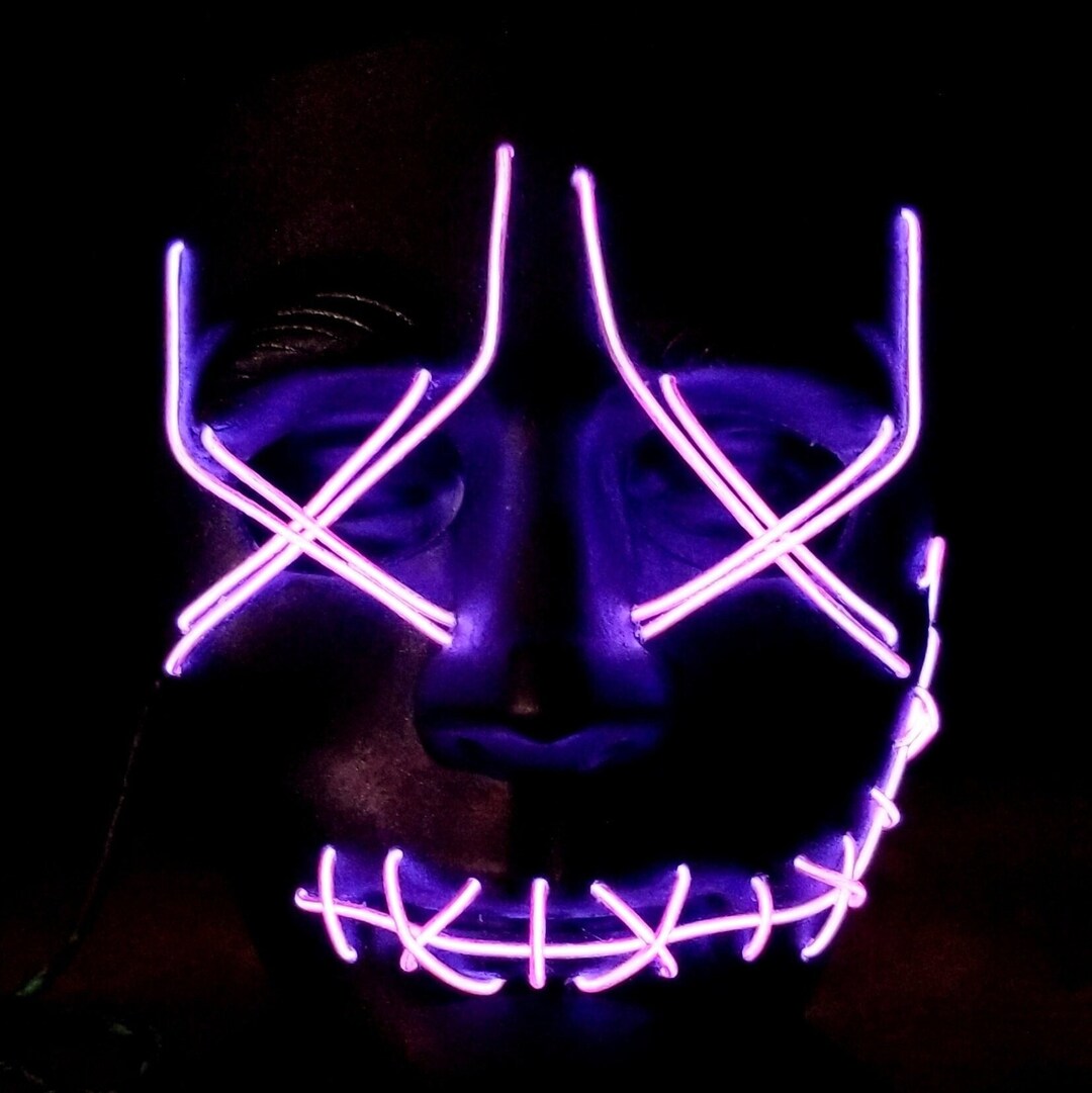 The Smirk Neon Mask, Handmade,el Wire,purge,prop,art,rave Outfit ...