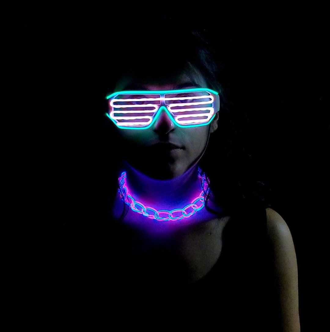 Light-up Glow Choker ™ -handmade EL Wire Necklace,outfit,braided,edm ...