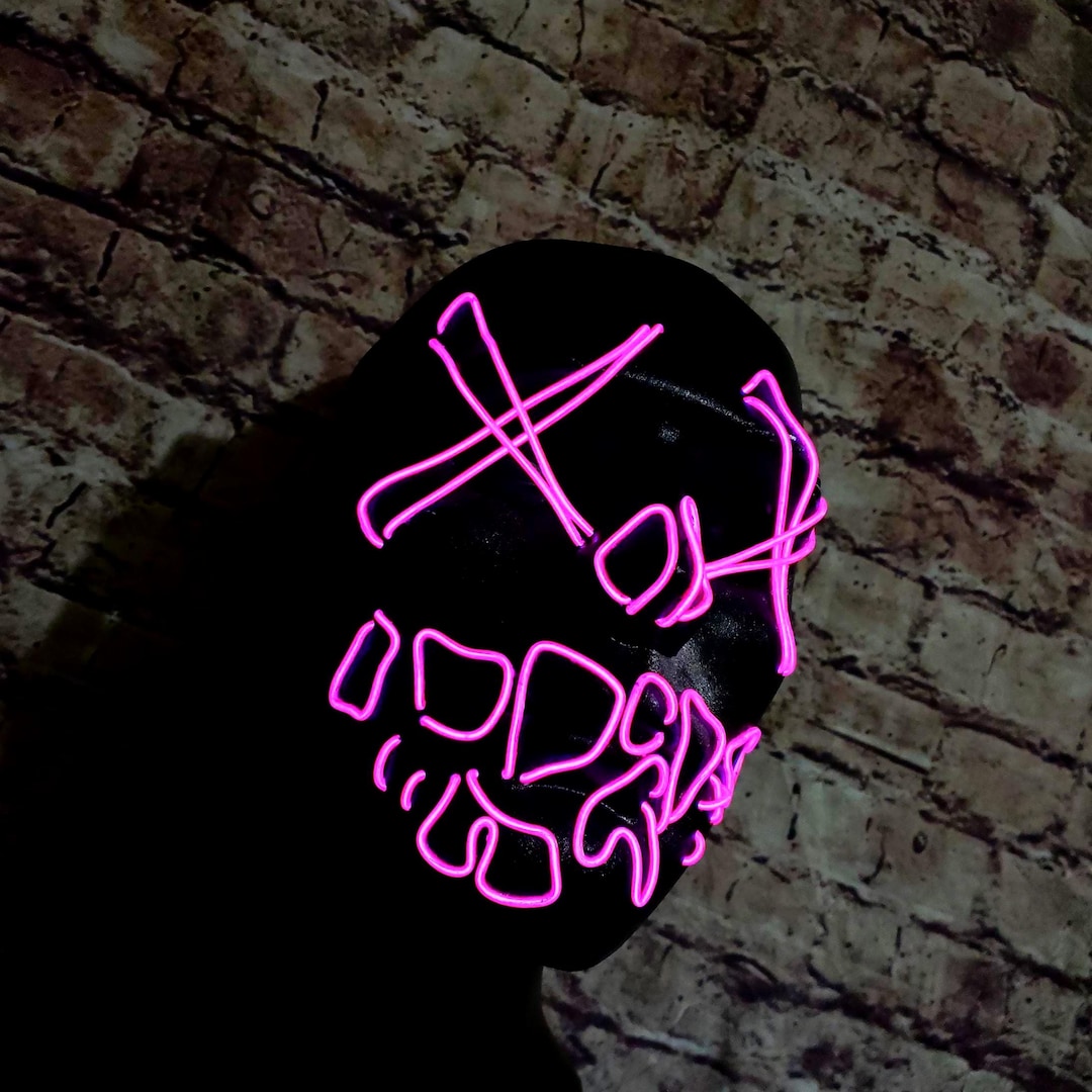 Sitched Skull - Neon Mask Handmade,el Wire,purge,prop,art,rave ...