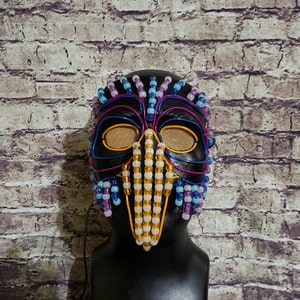 BEADED NIGHT OWL -neon Mask Handmade,el Wire,owl,hawk,outfit,animal ...