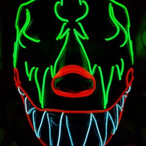 JESTER CLOWN - Neon Mask Handmade,el Wire,clown,tribal,purge Mask,joker ...