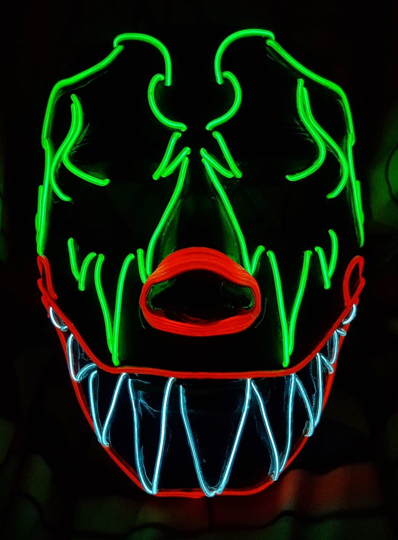 Scary Clown - Neon Mask Handmade,el Wire,clown,tribal,purge Mask,joker ...