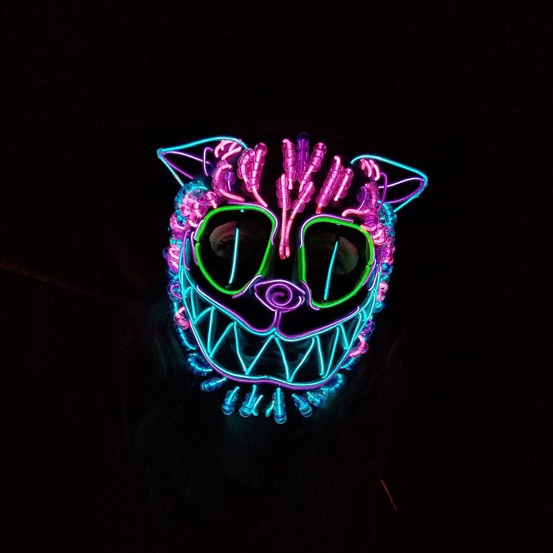 SMILING CAT -neon Mask Handmade,el Wire,cheshire Cat,outfit,masquerade ...