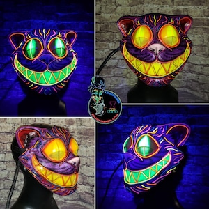 CREEPY CAT ~ Light up Cat Mask,sculpted,custom,resin,el Wire,painted ...