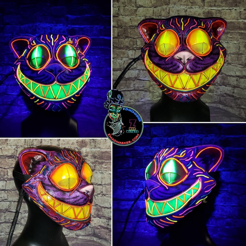 CREEPY CAT ~ Light up Cat Mask,sculpted,custom,resin,el Wire,painted ...