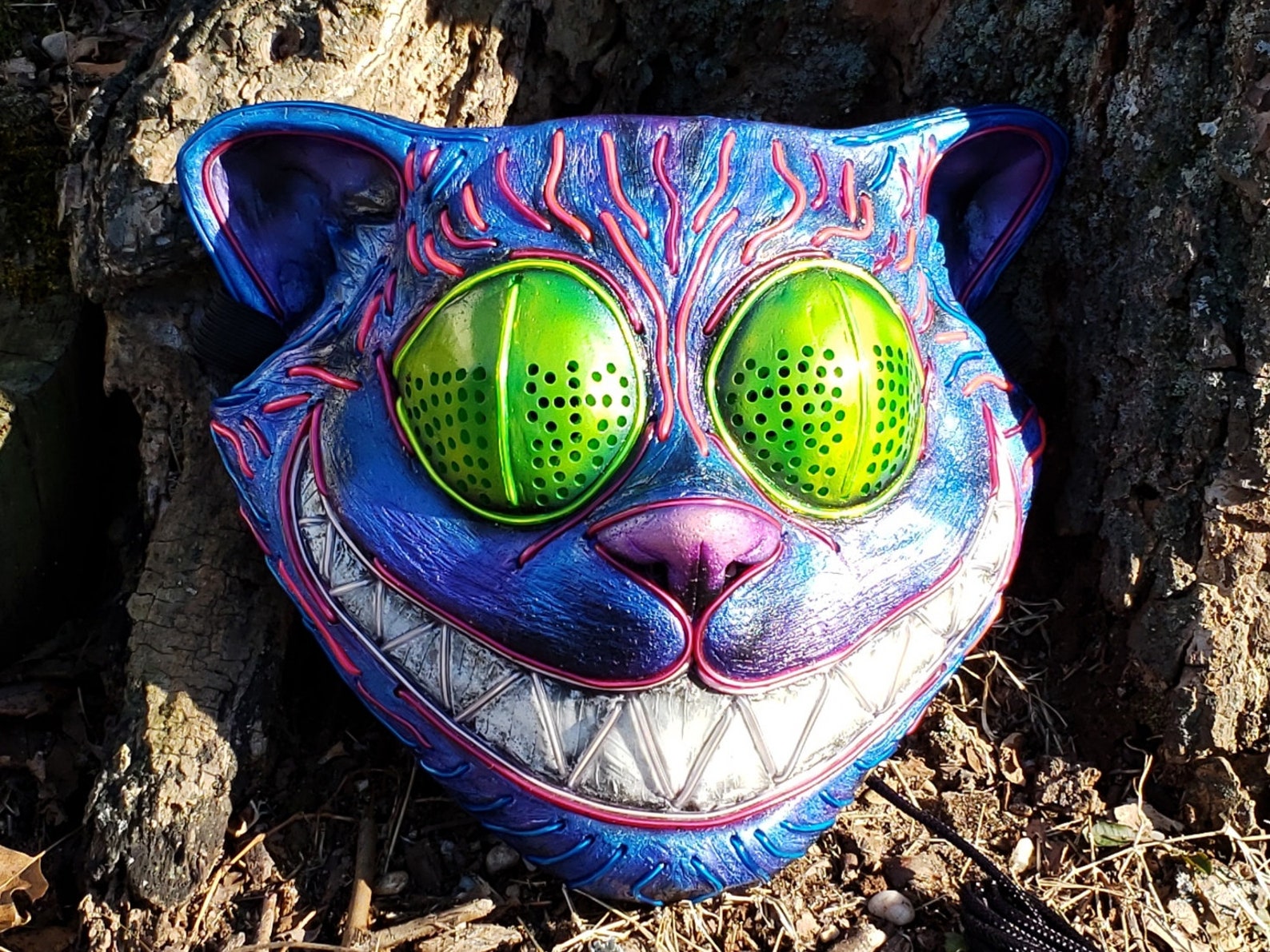 CREEPY CAT ~ Light up Cat Mask,sculpted,custom,resin,el Wire,painted ...