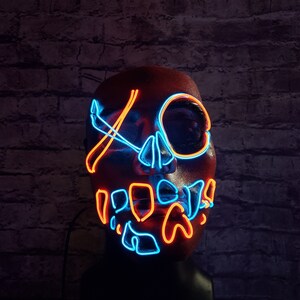 XO Skull - Handmade Mask,el Wire Neon,purge,rave Outfit,halloween ...