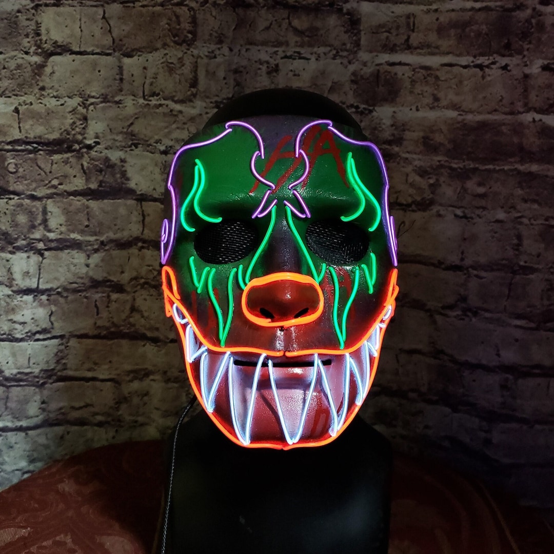 JESTER CLOWN - Neon Mask Handmade,el Wire,clown,tribal,purge Mask,joker ...