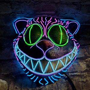 CREEPY CAT ~ Light up Cat Mask,sculpted,custom,resin,el Wire,painted ...
