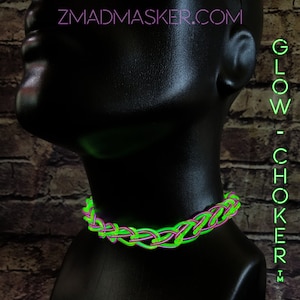 Light-up Glow Choker ™ -handmade EL Wire Necklace,outfit,braided,edm ...