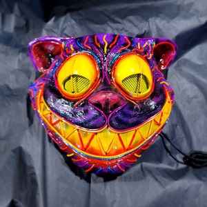 CREEPY CAT ~ Light up Cat Mask,sculpted,custom,resin,el Wire,painted ...
