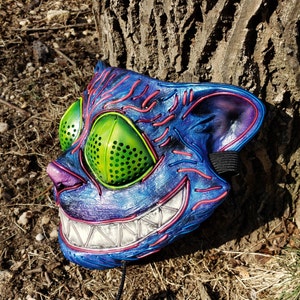 CREEPY CAT ~ Light up Cat Mask,sculpted,custom,resin,el Wire,painted ...