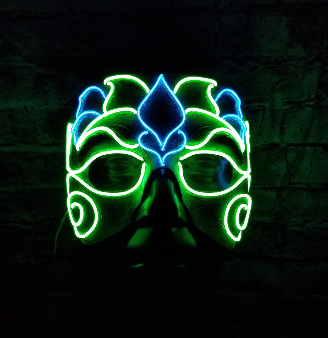 LOTUS FLOWER - Neon Half Mask Handmade,el Wire,masquerade,art,rave ...
