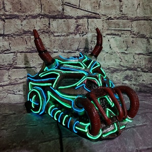 Cyborg SHOGUN Mask ~ Light Up,samurai,sculpted,resin,el Wire,painted ...