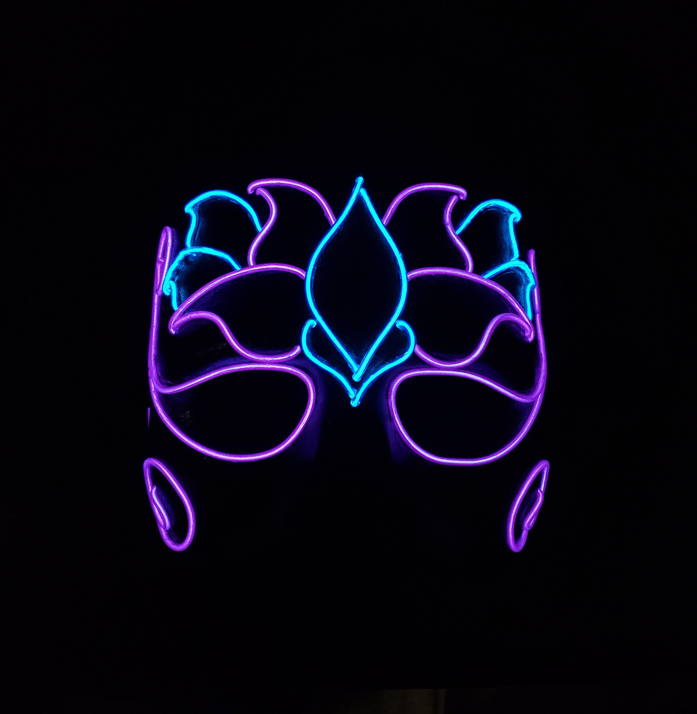 LOTUS FLOWER - Neon Half Mask Handmade,el Wire,masquerade,art,rave ...