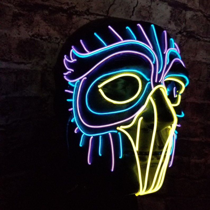 NIGHT OWL -neon Mask Handmade,el Wire,owl,hawk,outfit,animal Mask,edm ...