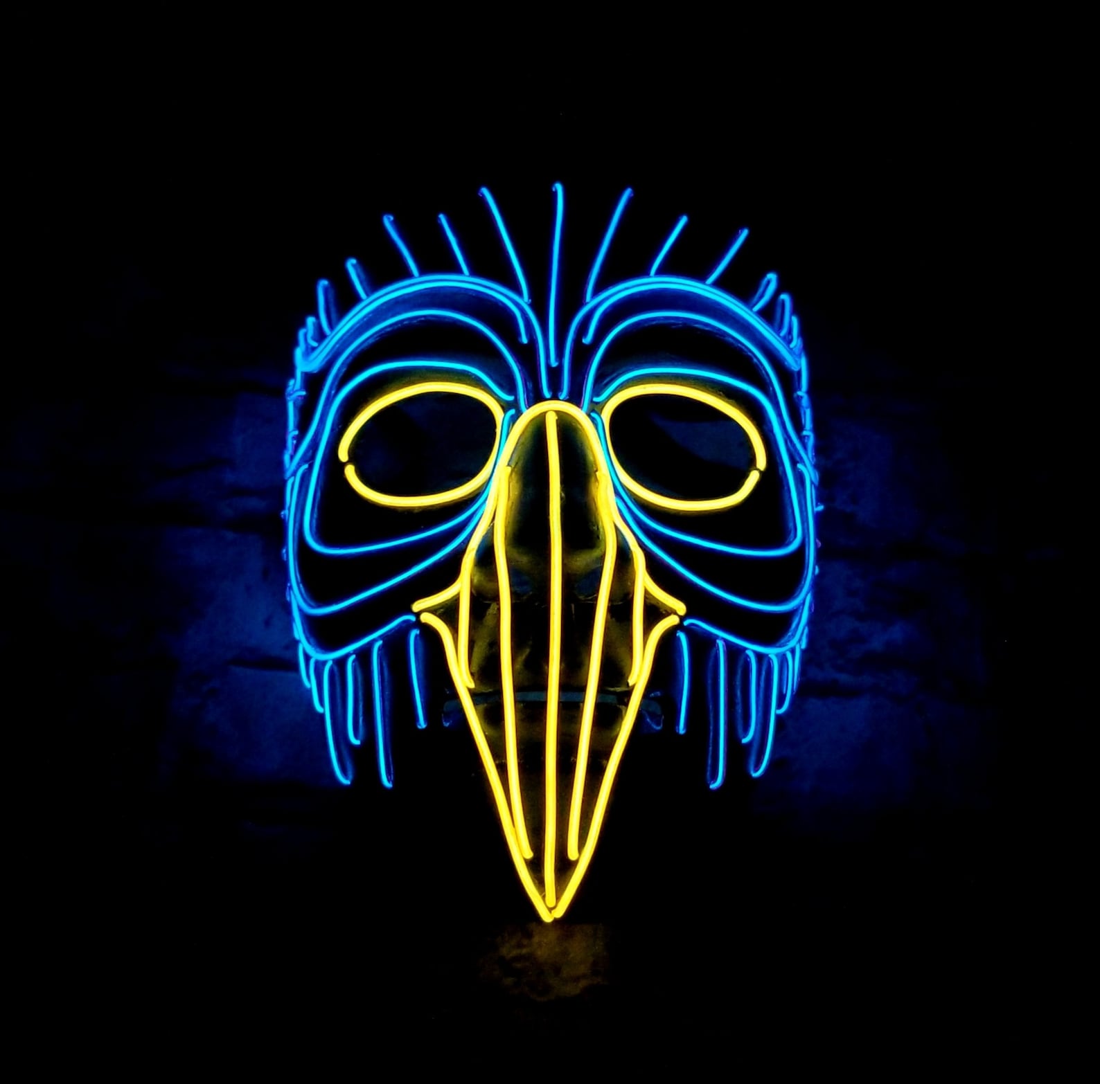 NIGHT OWL -neon Mask Handmade,el Wire,owl,hawk,outfit,animal Mask,edm ...
