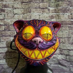 CREEPY CAT ~ Light up Cat Mask,sculpted,custom,resin,el Wire,painted ...
