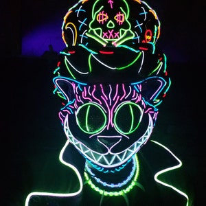 CREEPY CAT ~ Light up Cat Mask,sculpted,custom,resin,el Wire,painted ...