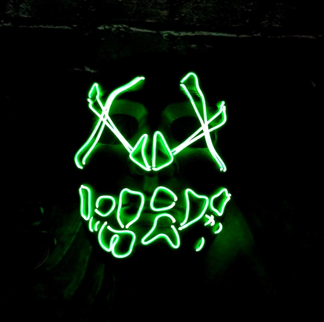 Sitched Skull - Neon Mask Handmade,el Wire,purge,prop,art,rave ...