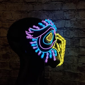 BEADED NIGHT OWL -neon Mask Handmade,el Wire,owl,hawk,outfit,animal ...