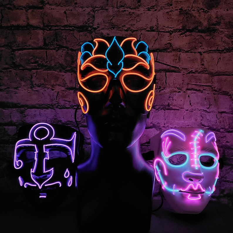 LOTUS FLOWER - Neon Half Mask Handmade,el Wire,masquerade,art,rave ...