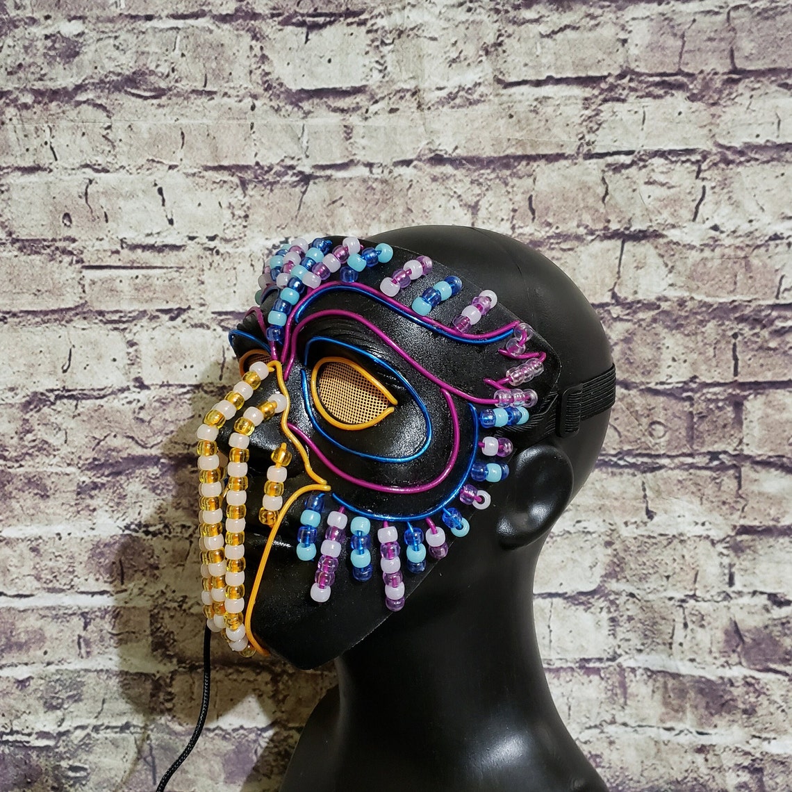 BEADED NIGHT OWL -neon Mask Handmade,el Wire,owl,hawk,outfit,animal ...