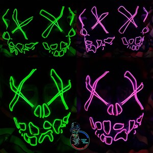 Sitched Skull - Neon Mask Handmade,el Wire,purge,prop,art,rave ...