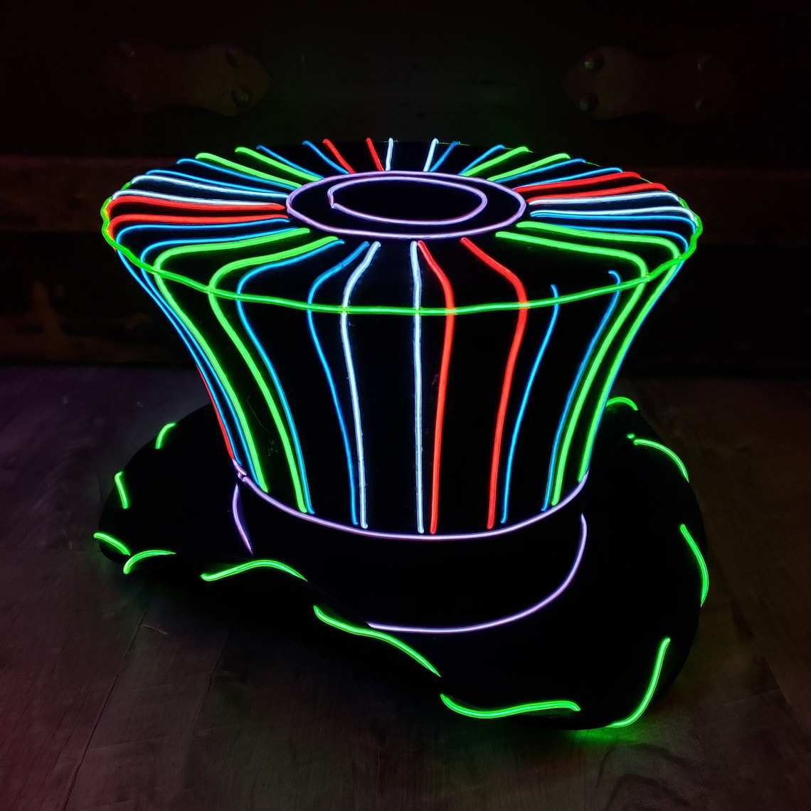 Striped Neon Top Hat custom 100% Handmade Hatel Wirelight - Etsy