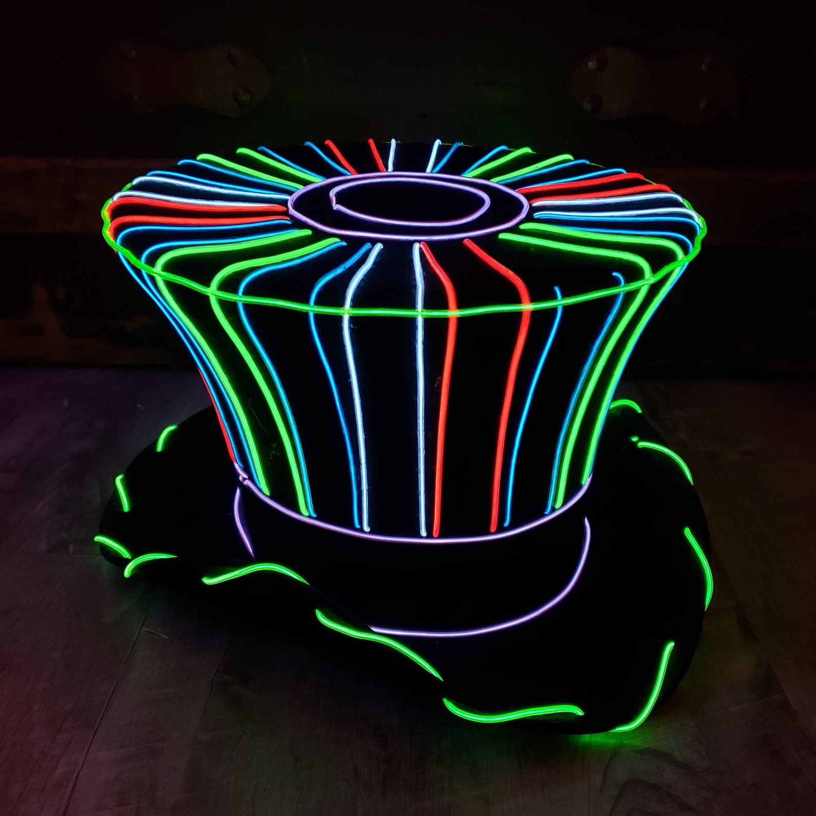 Striped Neon Top Hat custom 100% Handmade Hatel Wirelight - Etsy