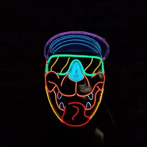Groovy Bear -neon Mask Handmade,el Wire,griz,dog,outfit,animal Mask,edm ...