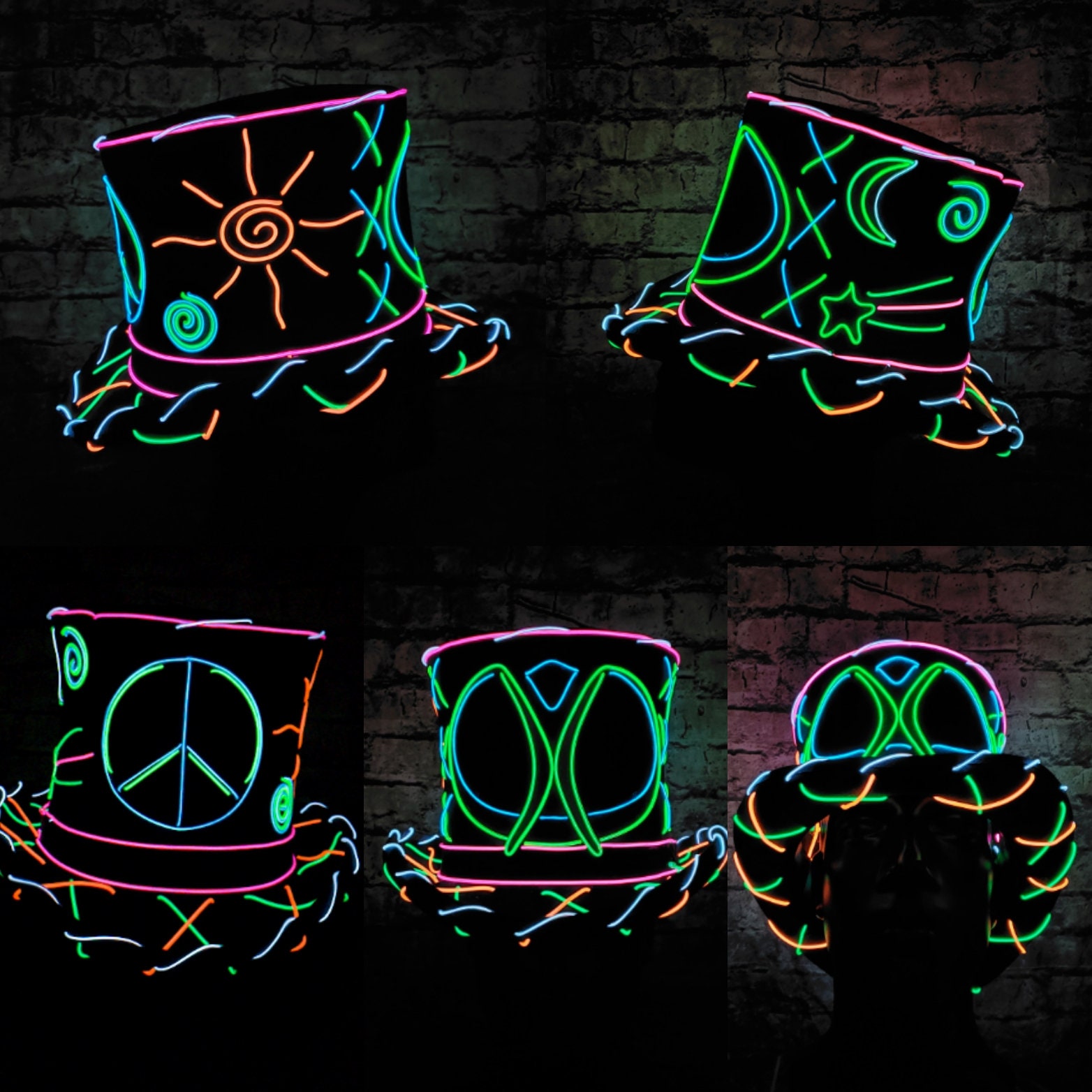 Tea Party Top Hat -custom Handmade Neon Hats,el Wire,light Up,mad ...