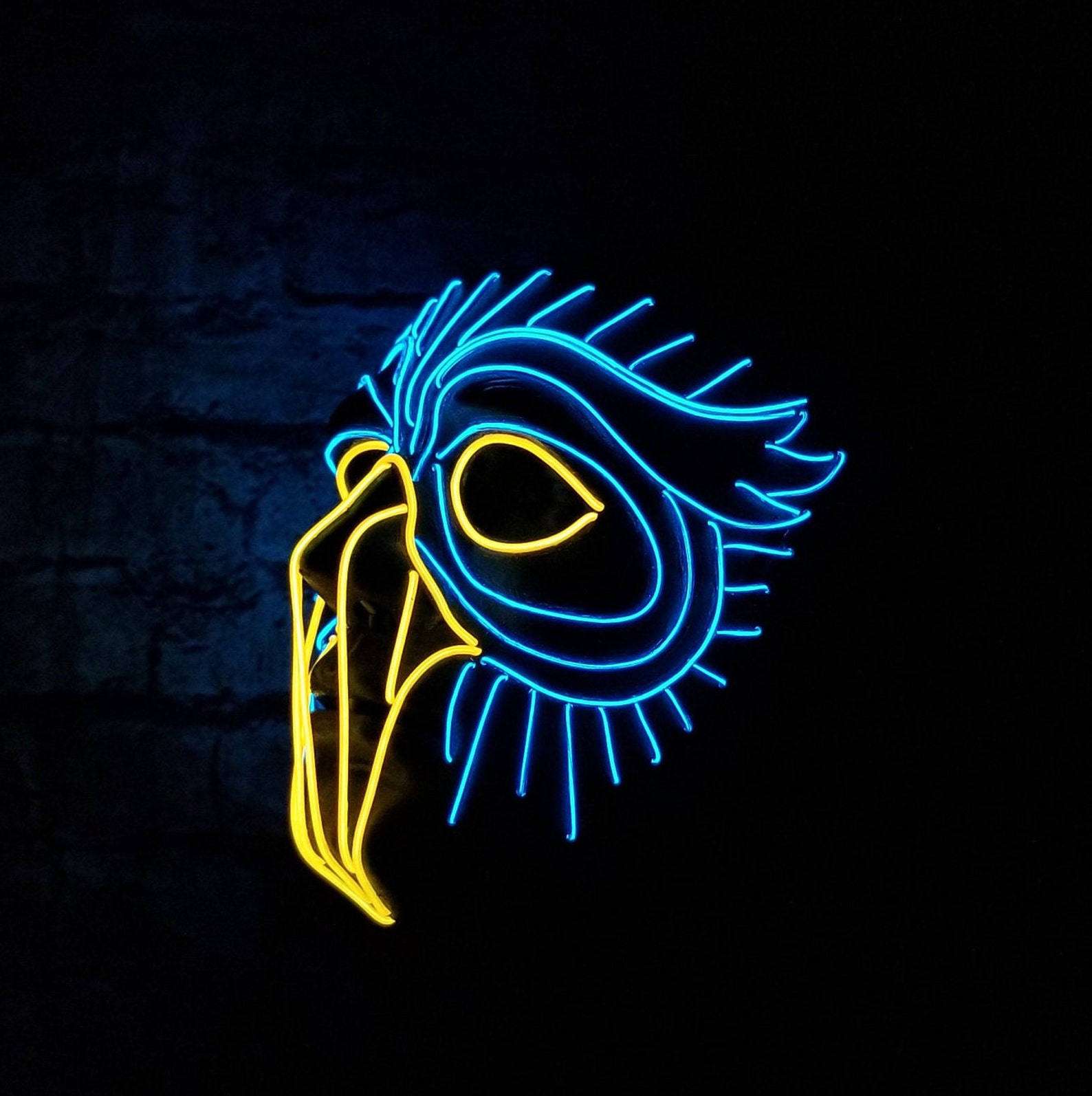 NIGHT OWL -neon Mask Handmade,el Wire,owl,hawk,outfit,animal Mask,edm ...