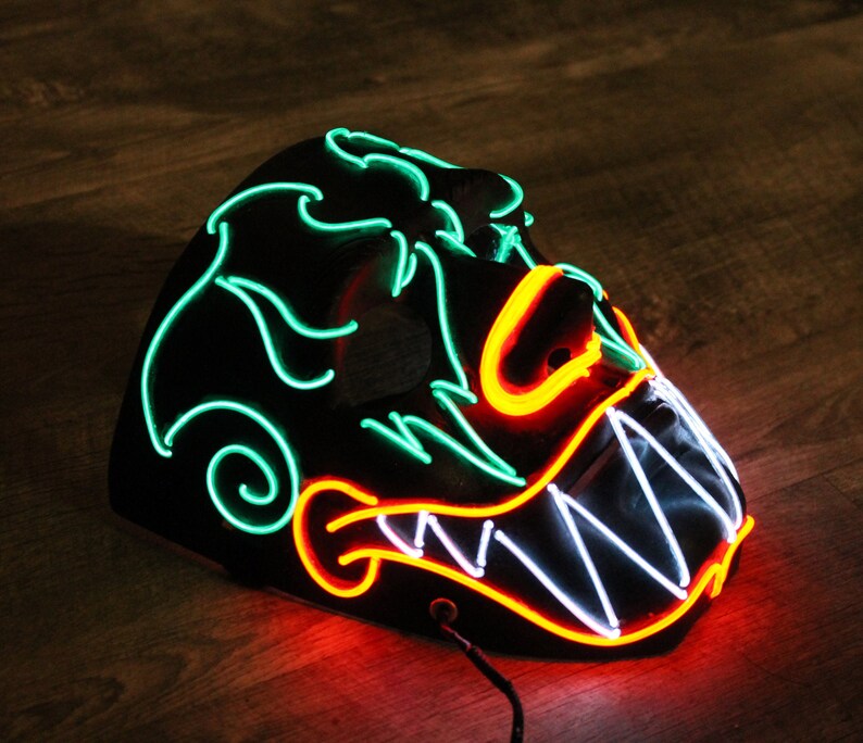 Scary Clown - Neon Mask Handmade,el Wire,clown,tribal,purge Mask,joker ...