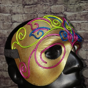 Venetian Lotus -neon Half Mask,handmade,el Wire,masquerade,art,rave ...