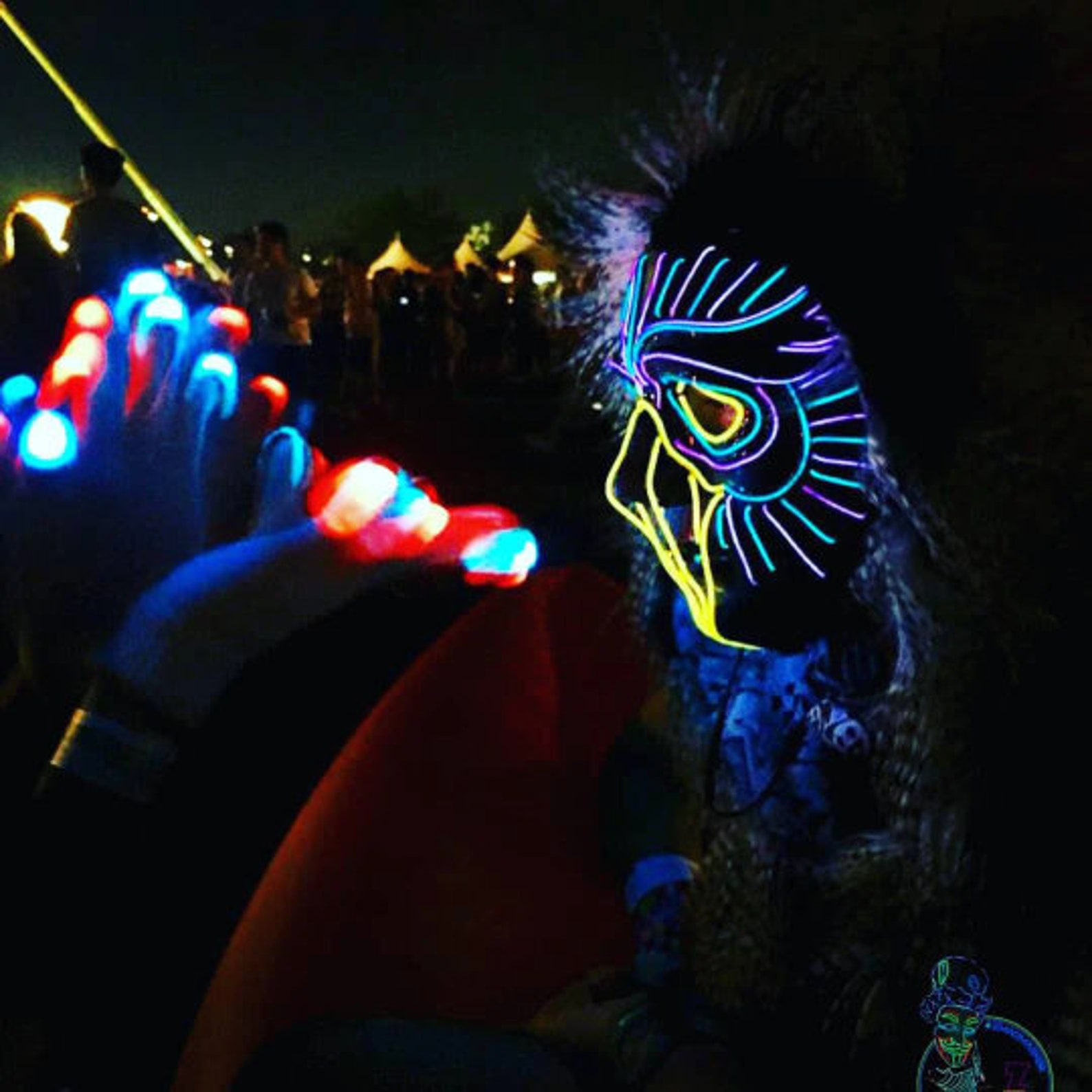 BEADED NIGHT OWL -neon Mask Handmade,el Wire,owl,hawk,outfit,animal ...