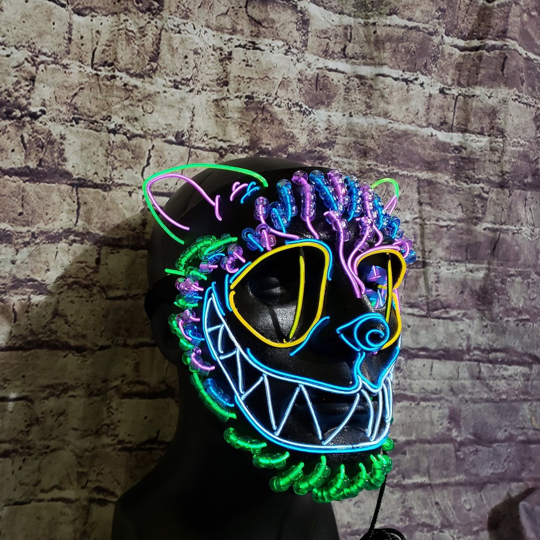 SMILING CAT -neon Mask Handmade,el Wire,cheshire Cat,outfit,masquerade ...