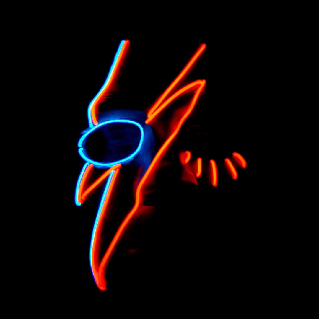 Neon Rockstar Lightning Bolt Glow Mask – Handmade EL Wire Cosplay ...