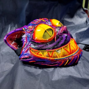 CREEPY CAT ~ Light up Cat Mask,sculpted,custom,resin,el Wire,painted ...