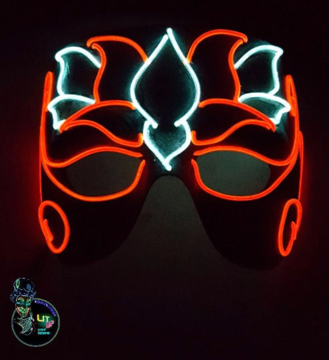 LOTUS FLOWER Neon Half Mask Handmade,el Wire,masquerade,art,rave ...