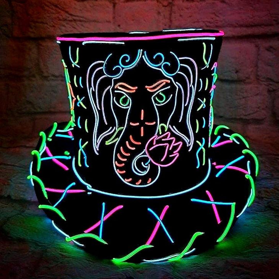 Custom Design Top Hat-handmade Bespoke,neon,el Wire,light Up,mad Hatter ...