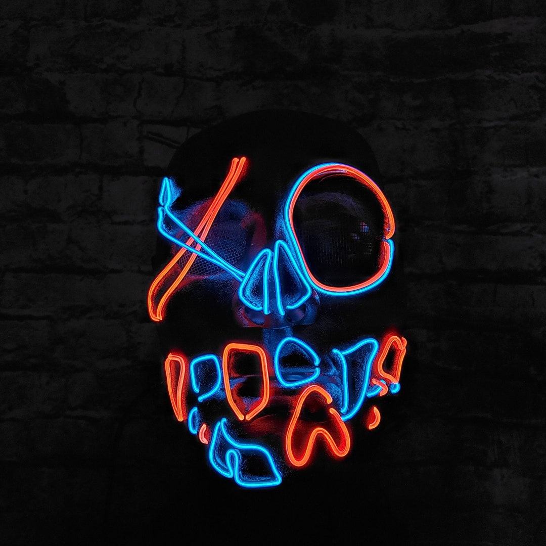 XO Skull - Handmade Mask,el Wire Neon,purge,rave Outfit,halloween ...