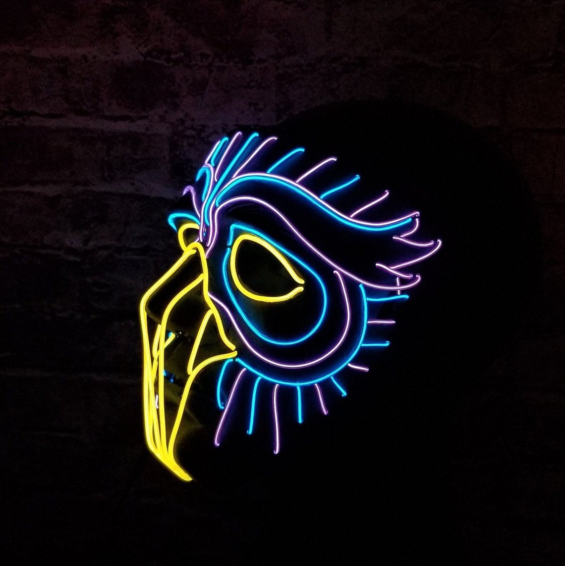 NIGHT OWL -neon Mask Handmade,el Wire,owl,hawk,outfit,animal Mask,edm ...