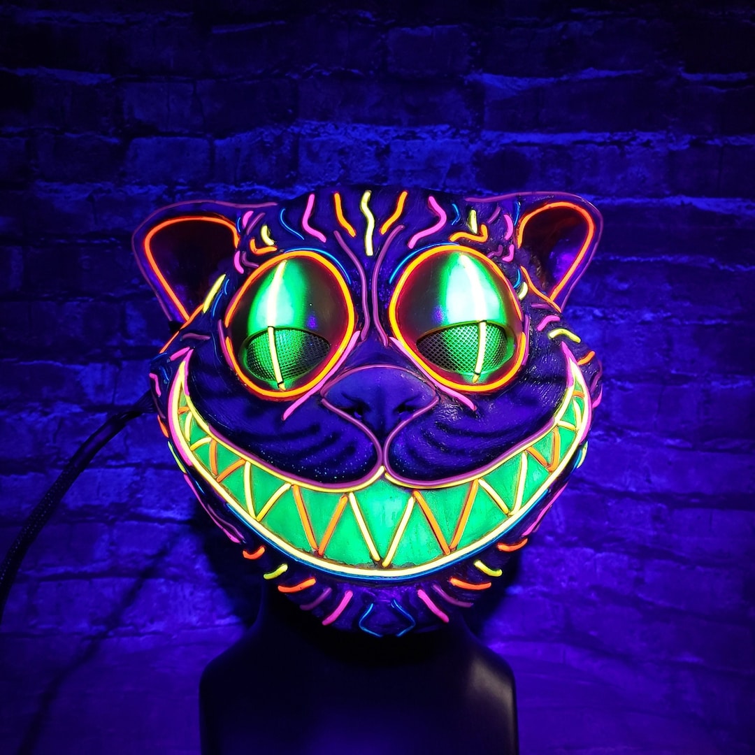 CREEPY CAT ~ Light up Cat Mask,sculpted,custom,resin,el Wire,painted ...