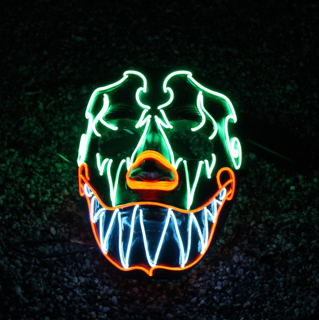 Scary Clown - Neon Mask Handmade,el Wire,clown,tribal,purge Mask,joker ...