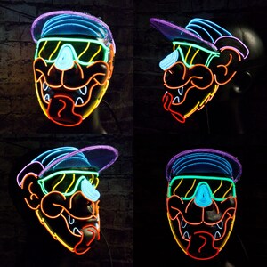 Groovy Bear -neon Mask Handmade,el Wire,griz,dog,outfit,animal Mask,edm ...