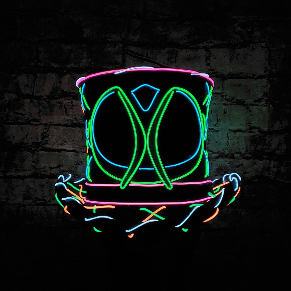 Festival Top Hat-custom 100% Handmade Neon,el Wire,light Up,mad Hatter ...