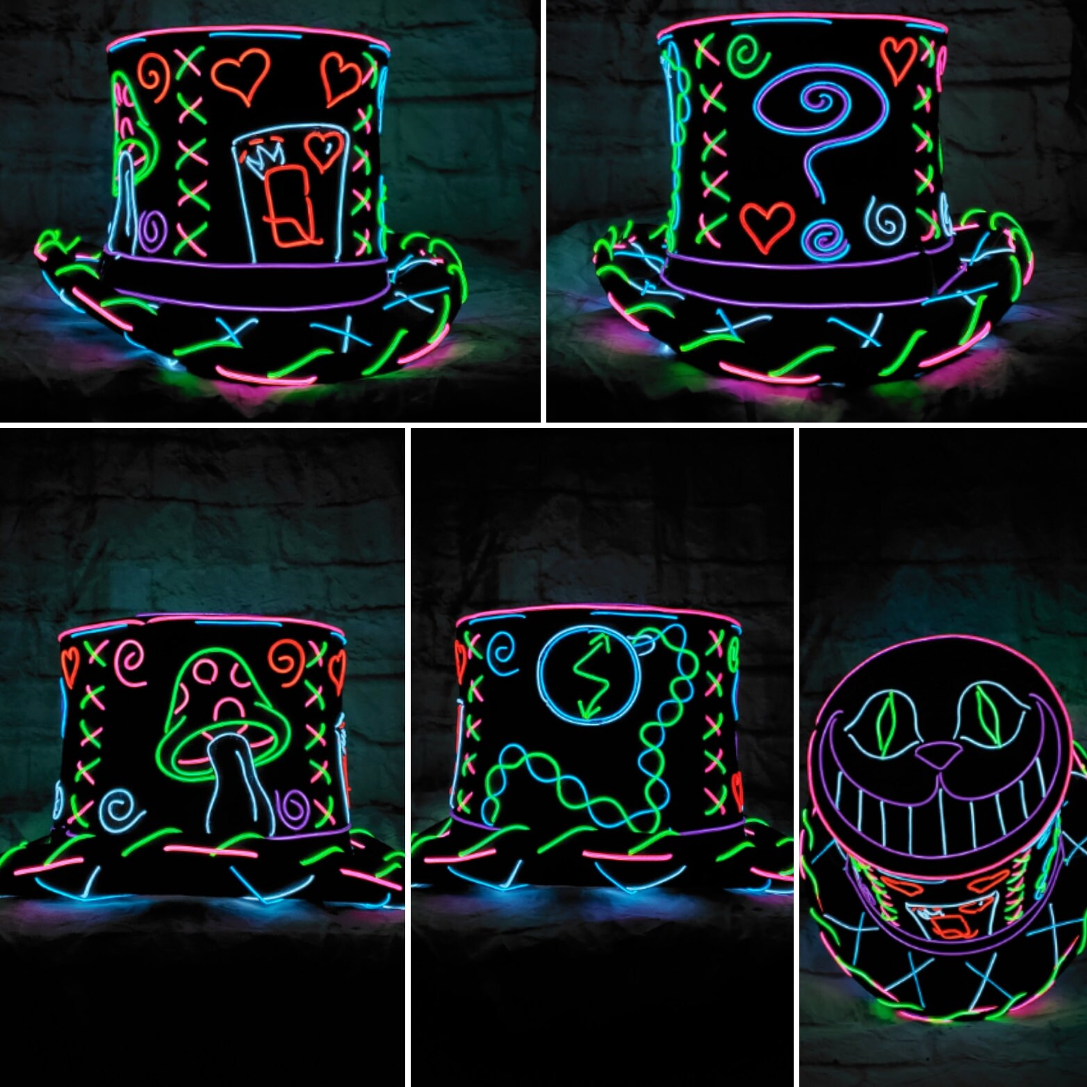 Tea Party Top Hat -custom Handmade Neon Hats,el Wire,light Up,mad ...