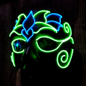 LOTUS FLOWER - Neon Half Mask Handmade,el Wire,masquerade,art,rave ...