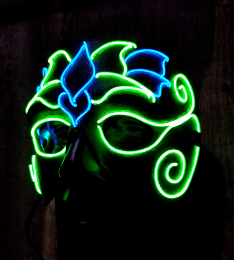 LOTUS FLOWER - Neon Half Mask Handmade,el Wire,masquerade,art,rave ...